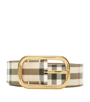 Burberry Burberry Check Belt With Gold Tone Buckle Beige