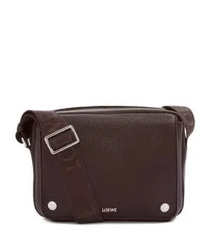 Loewe Leather Pebble Messenger Bag - Burgundy