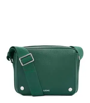 Loewe Leather Pebble Messenger Bag - Green