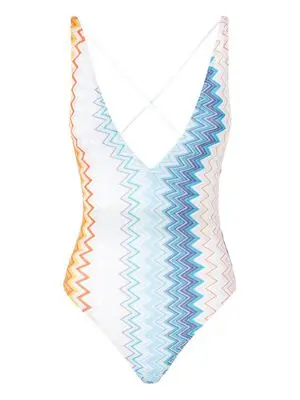 Missoni Zigzag One Piece Swimsuit - White