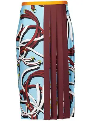 Gucci Printed Silk Skirt - Blue