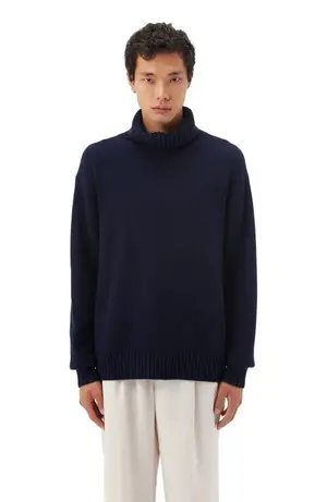 Gobi Cashmere Classic Turtleneck Sweater - Navy