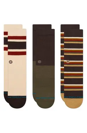 Stance Mill House Assorted 3-pack Crew Socks - Dark Brown
