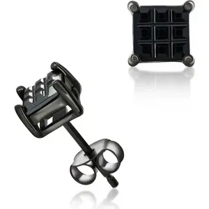 DONATELLO GIAN Name' Diamond Cut Stud Earrings - Black