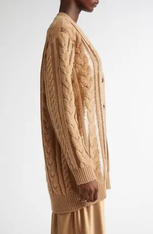 Max Mara Sequin Cable Stitch Wool & Cashmere Cardigan
