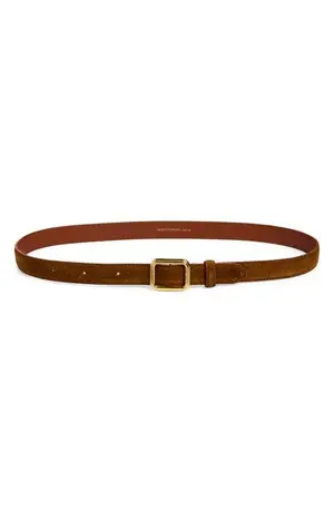 Lié Studio Georgia Leather Belt - Gold Maple Brown Suede