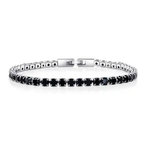 DONATELLO GIAN Round Cut Created Onyx Tennis Bracelet - Black