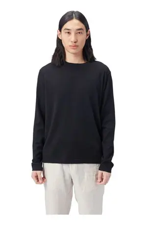 Gobi Cashmere Cotton Silk Cashmere Blend Crewneck Sweater - Black