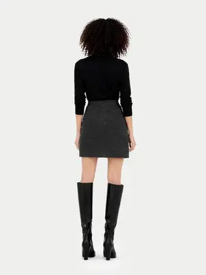 Gobi Cashmere Ribbed Knit Mini Skirt - Charcoal