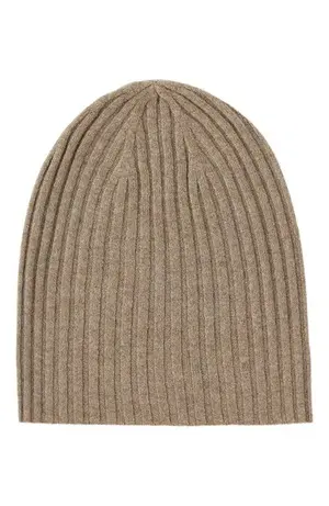 GOBI MONGOLIAN CASHMERE Cashmere Rib Knit Beanie - Taupe
