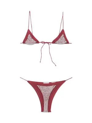 Oseree Crystal-embellished Bikini - Red