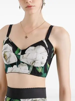 Dolce & Gabbana Printed Bustier Top - Black