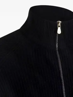 Brunello Cucinelli Ribbed High Neck Cardigan - Blue
