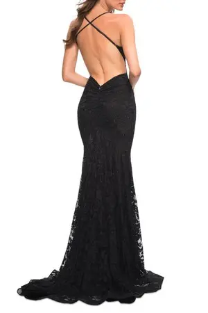 LABOMME Mermaid Lace Gown With Low Back