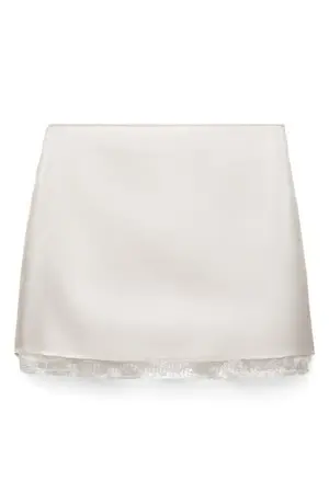 Mango Sequin Hem Satin Miniskirt