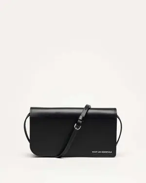 WANT Les Essentiels Arch Smooth Leather Wallet On Strap - Black