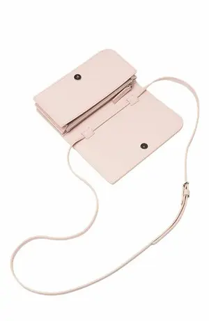WANT Les Essentiels Arch Smooth Leather Wallet On Strap - Blush