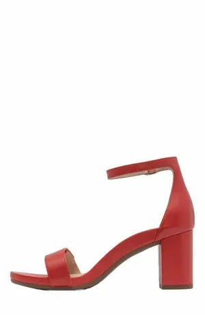 ABEO Tempo Strap Heeled Sandals - Red Leather - Regular