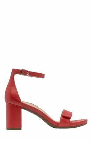 ABEO Tempo Strap Heeled Sandals - Red Leather - Regular