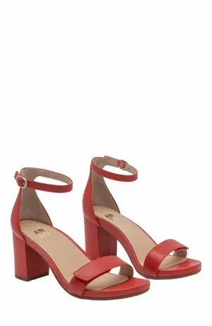 ABEO Tempo Strap Heeled Sandals - Red Leather - Regular