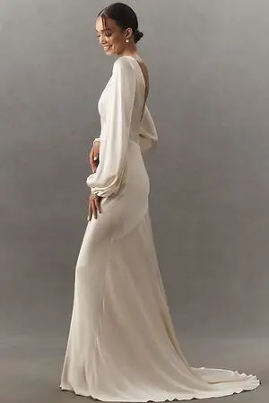 Shona Joy La Lune Balloon-sleeve Open-back Maxi Dress