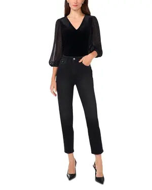 Vince Camuto Velvet Sheer Sleeve Top