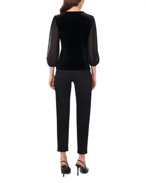 Vince Camuto Velvet Sheer Sleeve Top