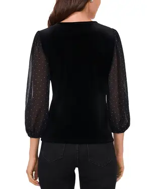 Vince Camuto Velvet Sheer Sleeve Top