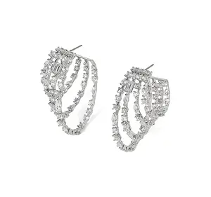 Nadri Cabaret Cubic Zirconia Hoop Earrings - Silver
