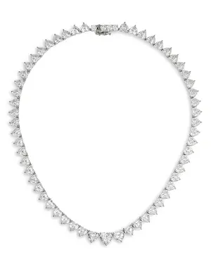 Nadri Heart Cubic Zirconia Collar Necklace - Silver