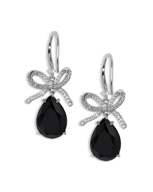 Nadri Macaron Cubic Zirconia Pear Drop Earrings - Silver/black