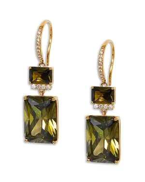 Nadri Macaron Cubic Zirconia Drop Earrings - Gold/green