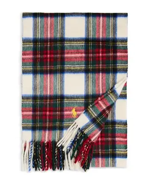 Ralph Lauren Classic Cashmere Tartan Scarf - Cream Plaid