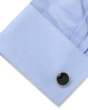 CUFFLINKS, INC. Onyx I Love You Stainless Steel