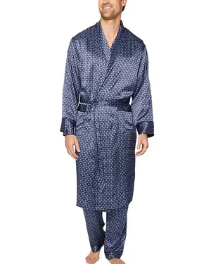 PETITE PLUME Silk Foulard Robe - Midnight Foulard