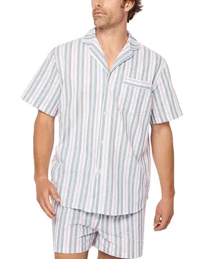 PETITE PLUME Brushed Cotton Twill Stripe Short Pajama Set - Vintage French Stripes