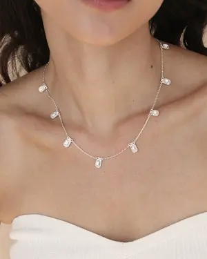 Ettika Stone Charm Necklace - Silver