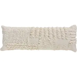 Anaya Boucle Patchwork Handwoven Pillow With Down Alternative Insert - White