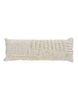 Anaya Boucle Patchwork Handwoven Pillow With Down Insert - White