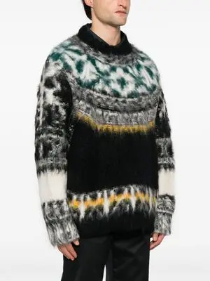 Sacai Pattern Intarsia-knit Hoodie