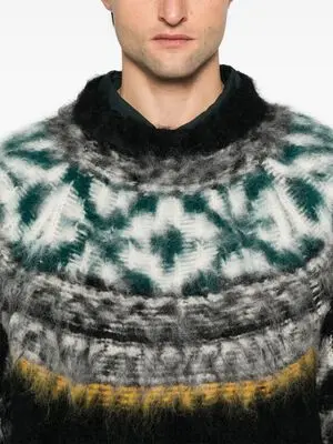 Sacai Pattern Intarsia-knit Hoodie