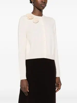 ALLUDE Floral-appliqué Cardigan