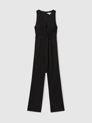 REISS Eva Wide-leg Sleeveless Jumpsuit With Curved Neckline
