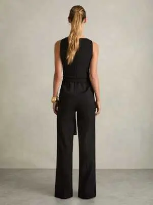 REISS Eva Wide-leg Sleeveless Jumpsuit With Curved Neckline
