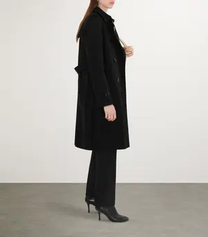 Burberry Gabardine Kensington Long Trench Coat - Black