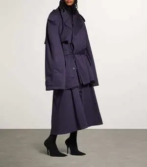 Balenciaga Oversized Cropped Cotton Trench Coat
