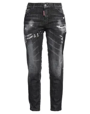 Dsquared2 Skinny Jeans With Leather Trims