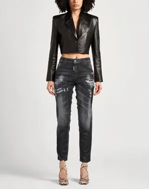 Dsquared2 Skinny Jeans With Leather Trims