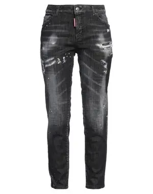 Dsquared2 Skinny Jeans With Leather Trims