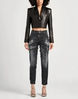 Dsquared2 Skinny Jeans With Leather Trims